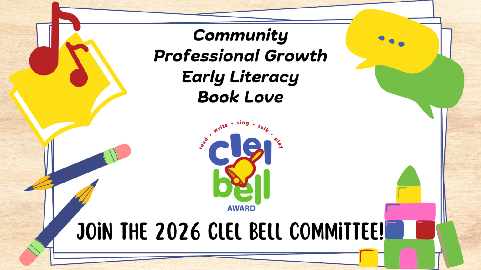 Join the 2026 English CLEL Bells Committee! – Colorado Libraries for Early Literacy